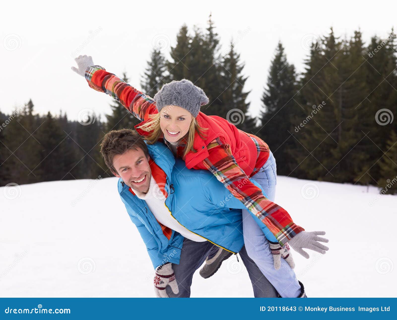 Young Couple in Alpine Snow Scene Stock Image - Image of snow, outside ...