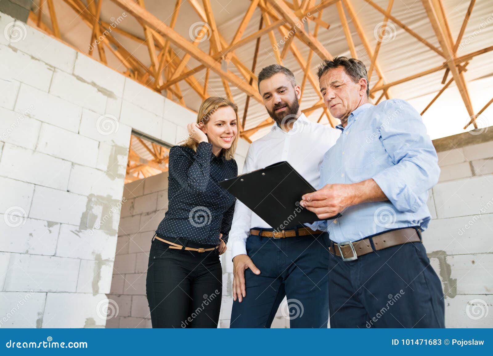 Architects and Civil Engineer at the Construction Site. Stock Image ...
