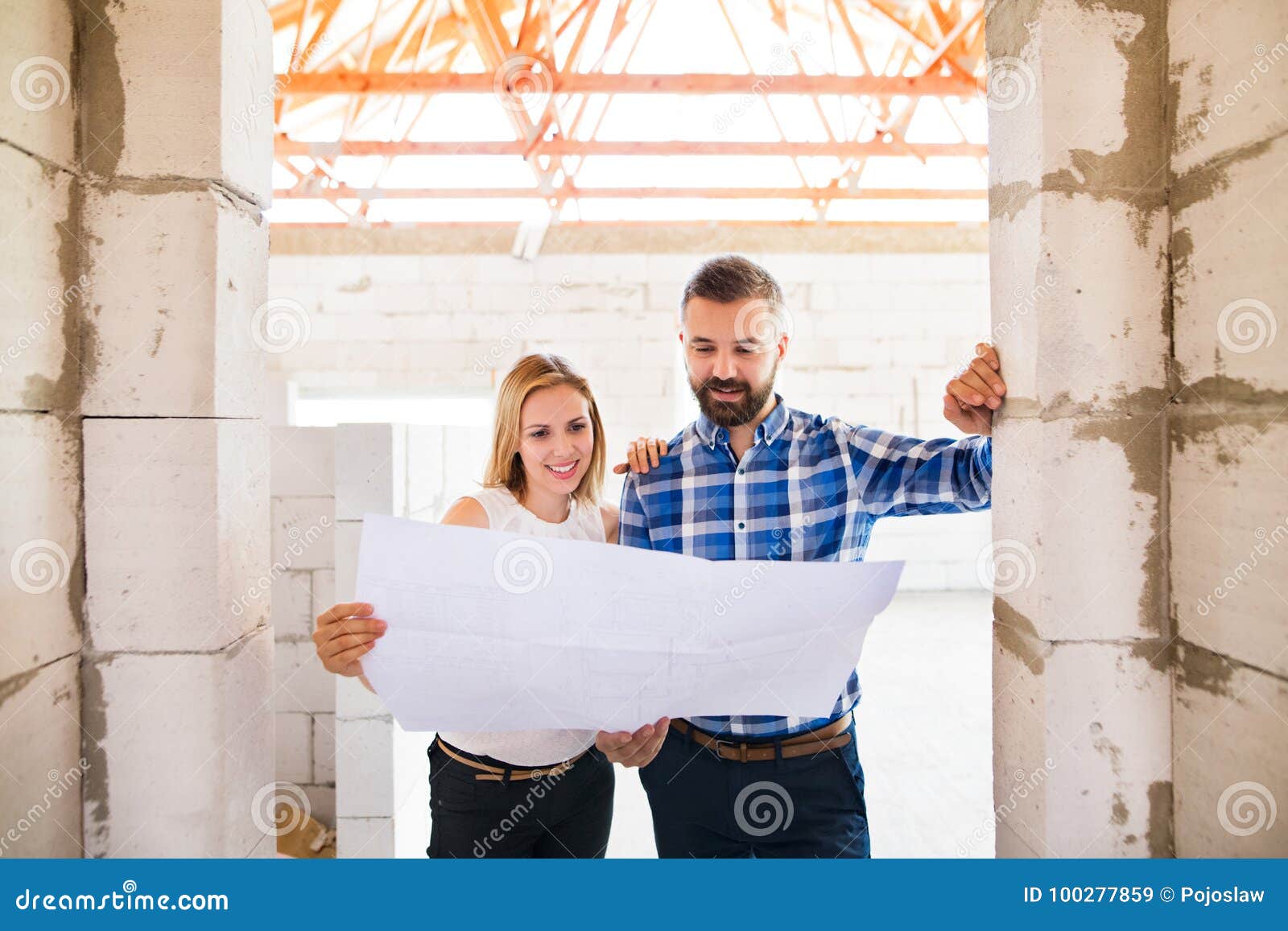 Architects and Civil Engineer at the Construction Site. Stock Image ...