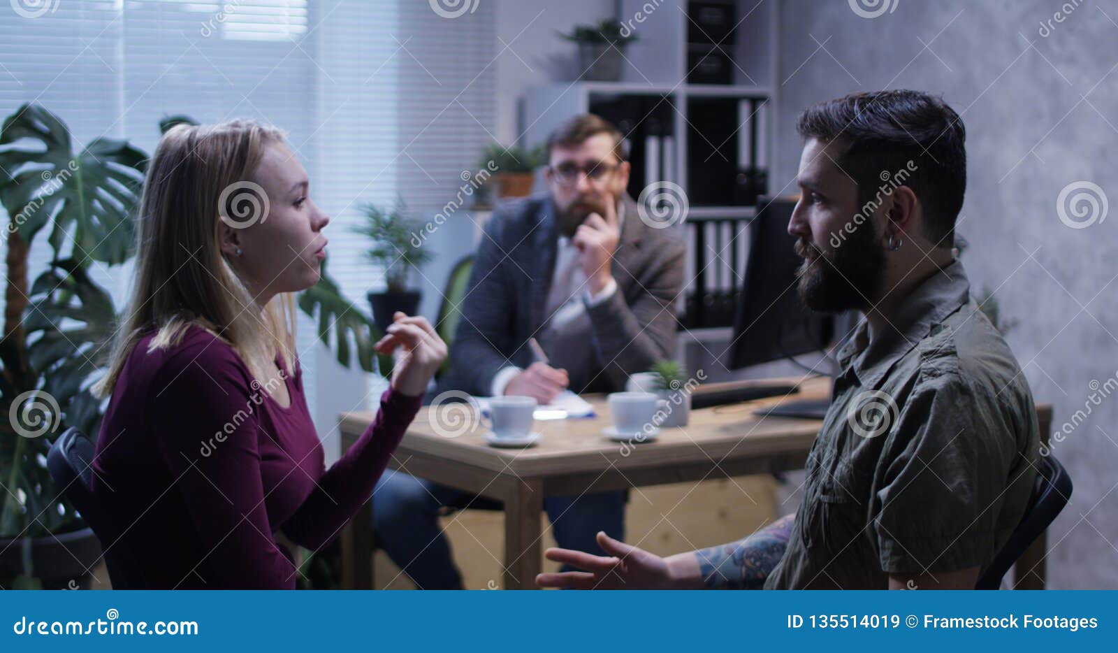 Young Couple Arguing in the Office of a Psychologist Stock Image ...