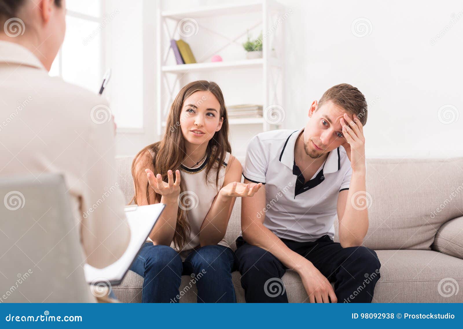 Young Couple Arguing during Therapy Session Stock Photo - Image of ...