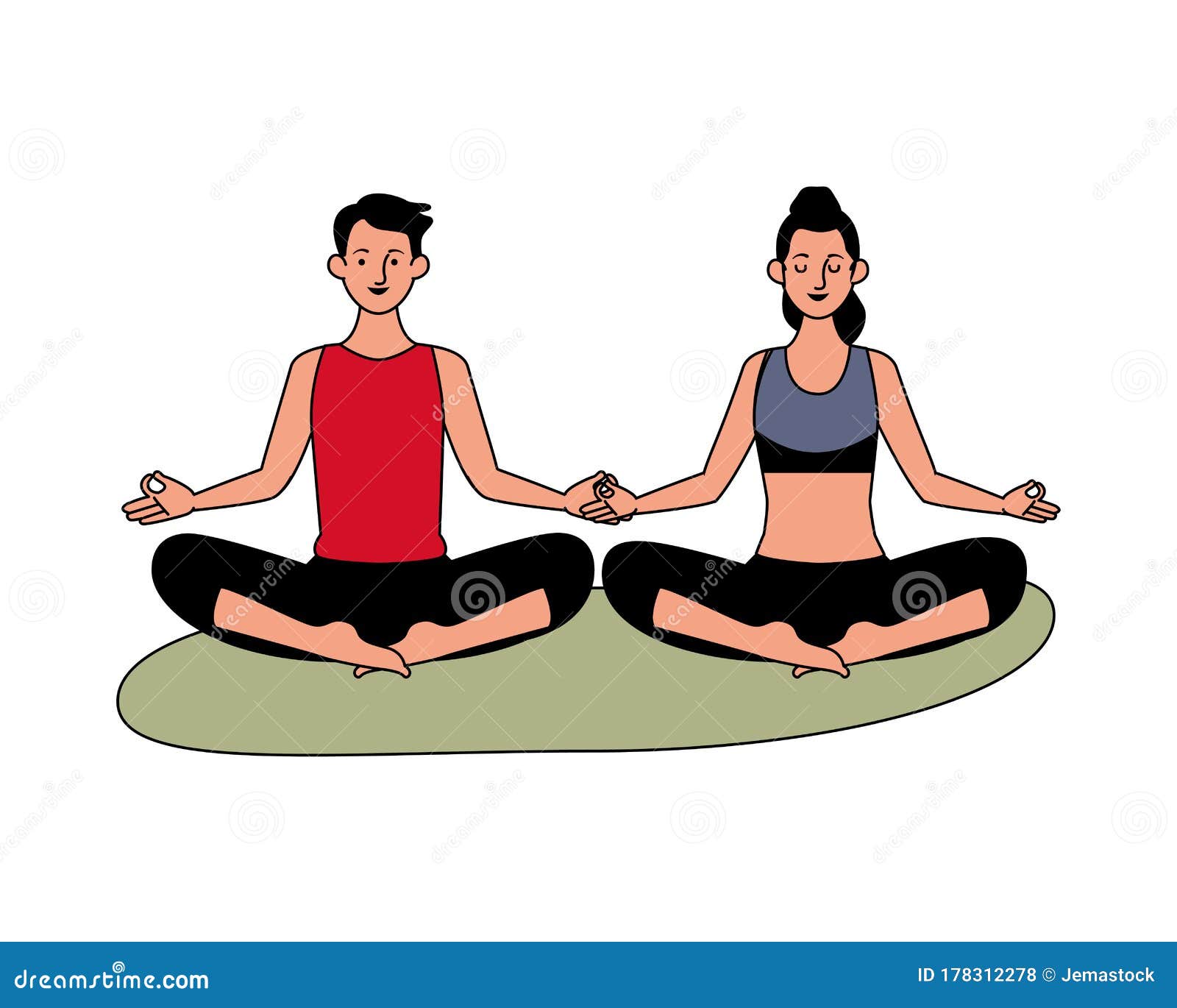 Young Couple Athlete Practicing Exercise Characters Stock Vector ...