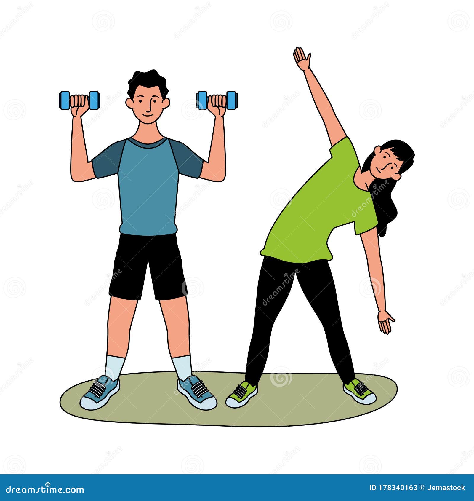 Exercise Characters Shows Physical Activity And Equipment 3d Rendering ...