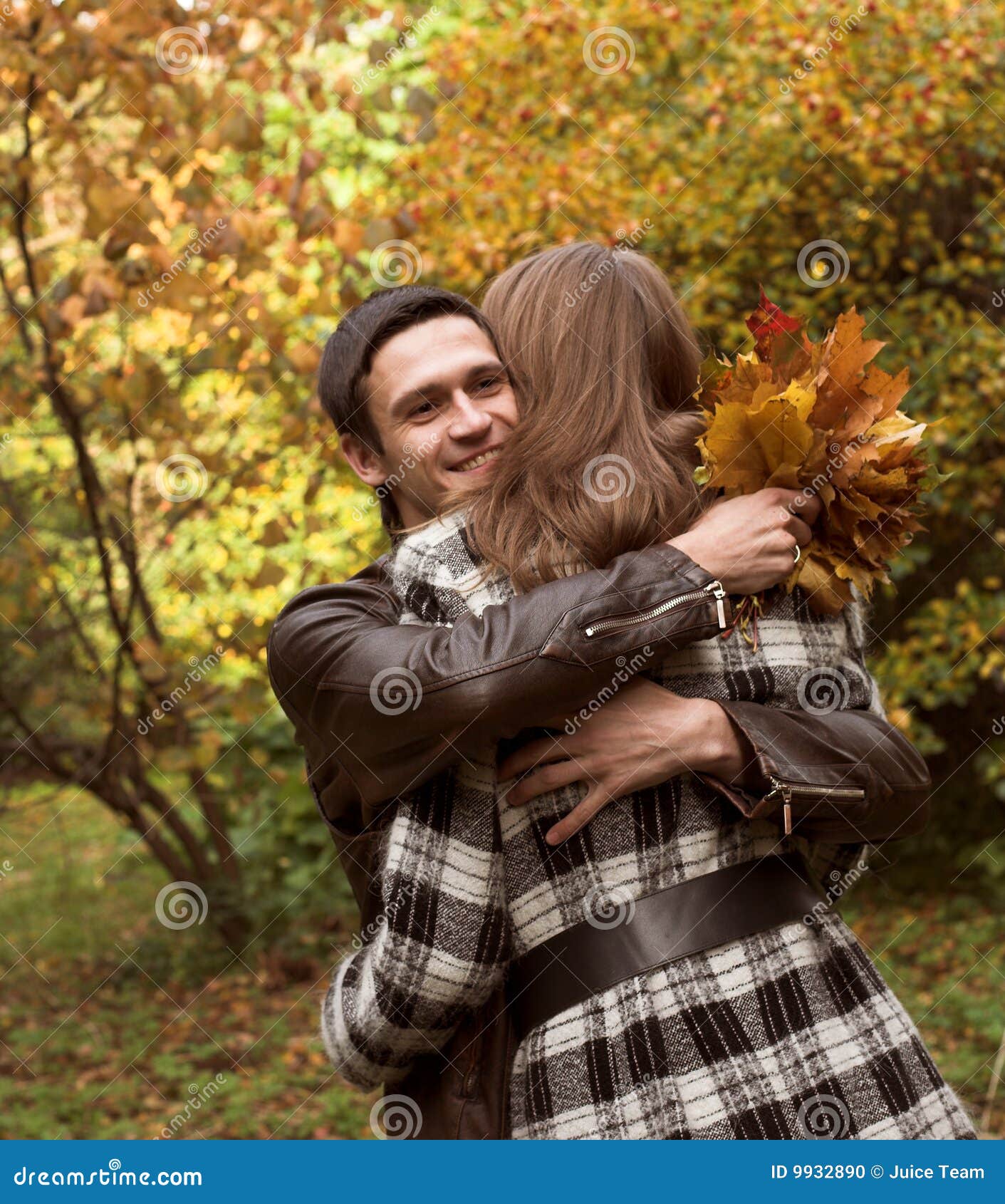 Young Couple in Autumn Park Stock Photo - Image of male, love: 9932890