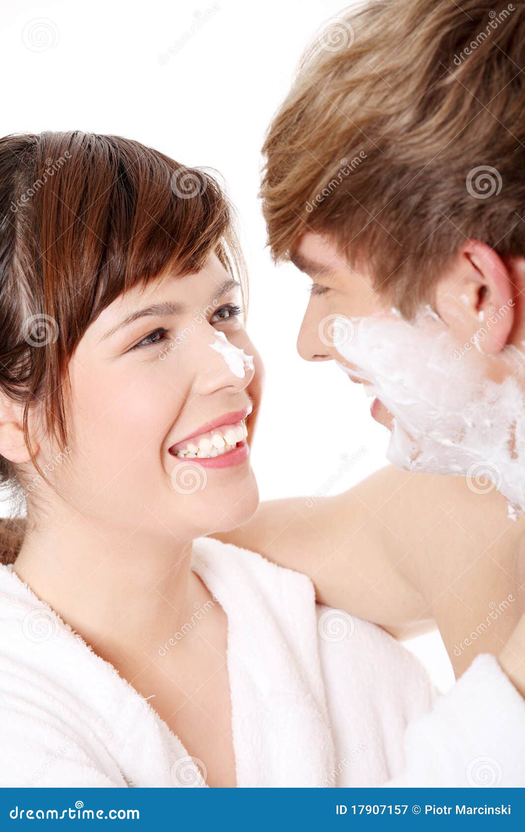 Young couple at bathroom. stock image. Image of care - 17907157