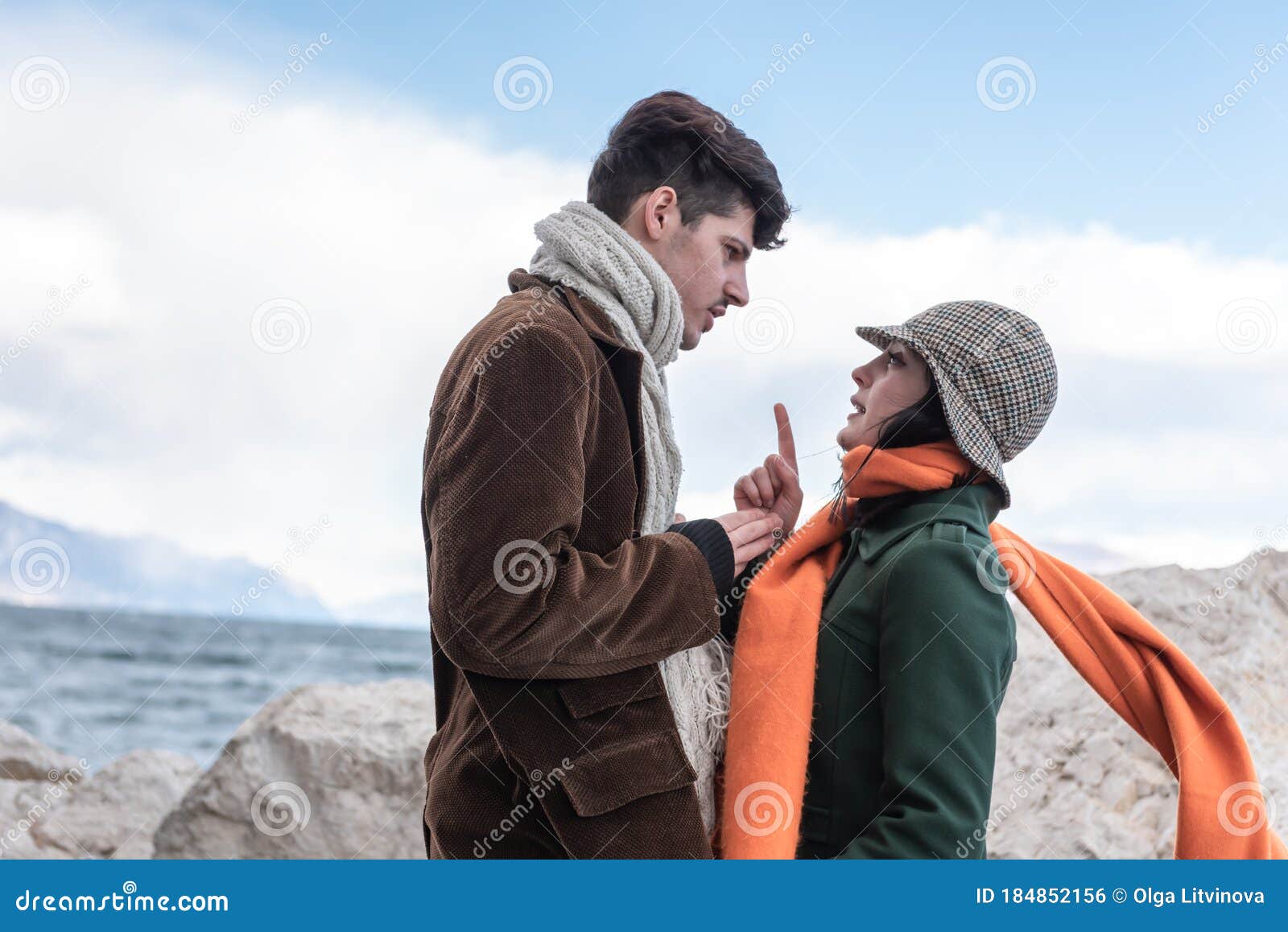 Young Couple Exchanging or Expressing Different or Opposing Views Stock ...