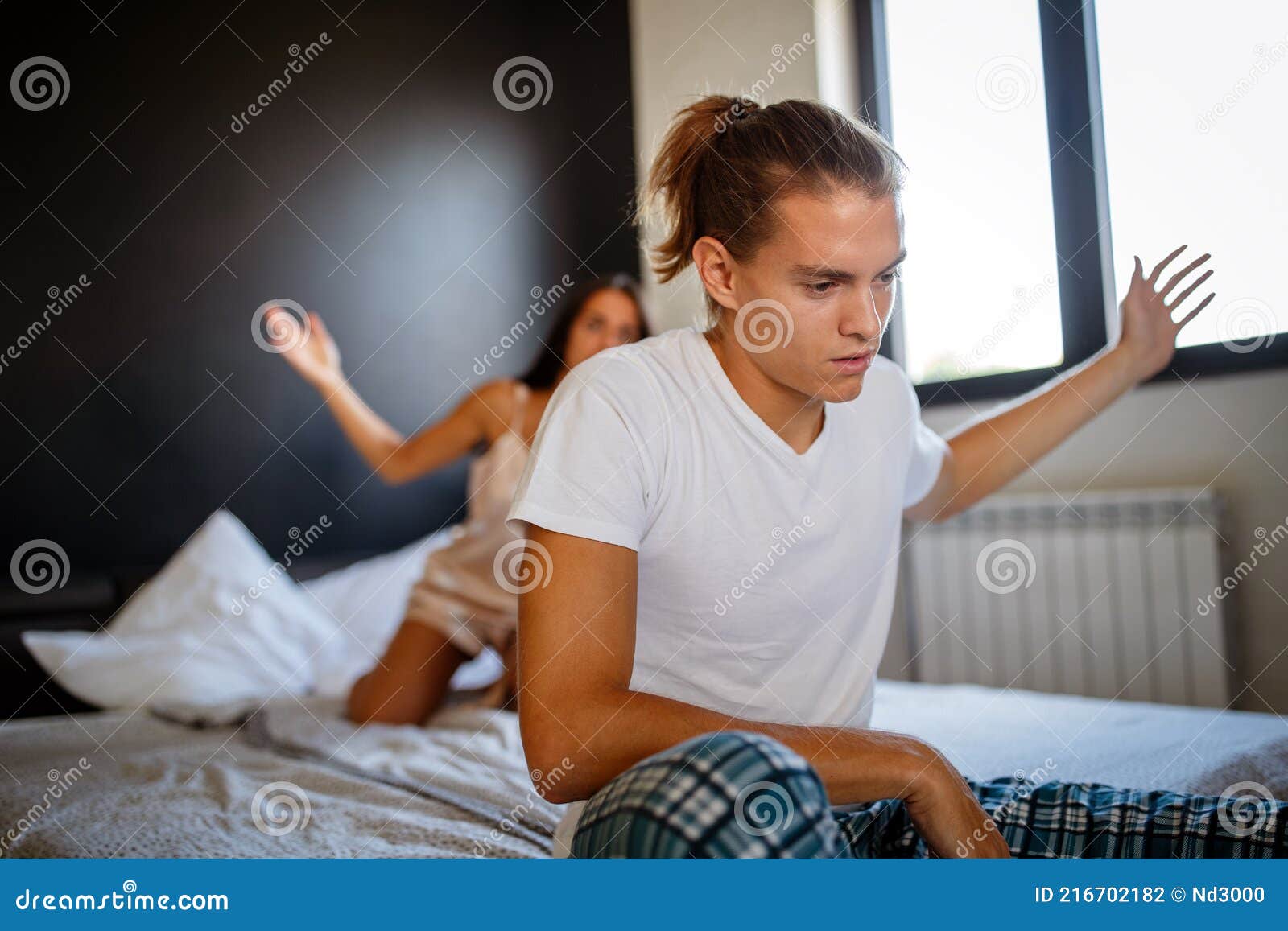 Young Couple in Bed Having Problems and Crisis. Divorce and Separation ...