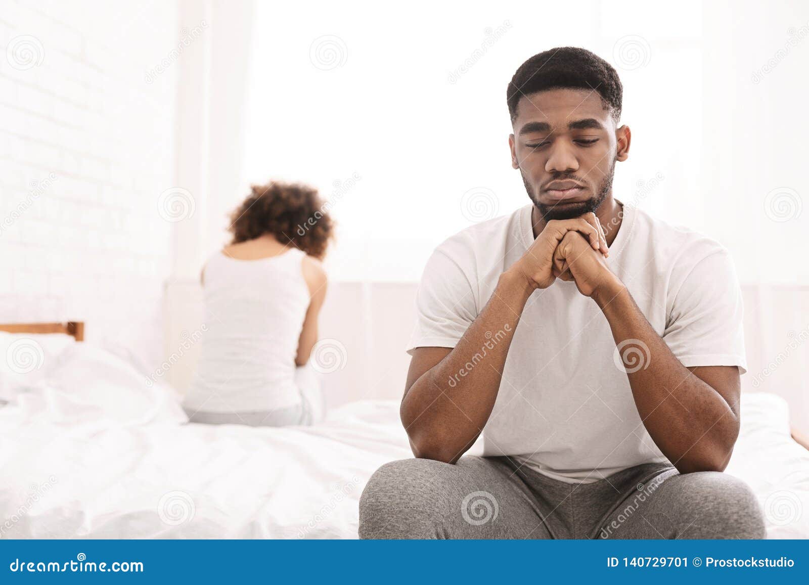 Young Couple in Bed Having Problems and Crisis Stock Image - Image of ...