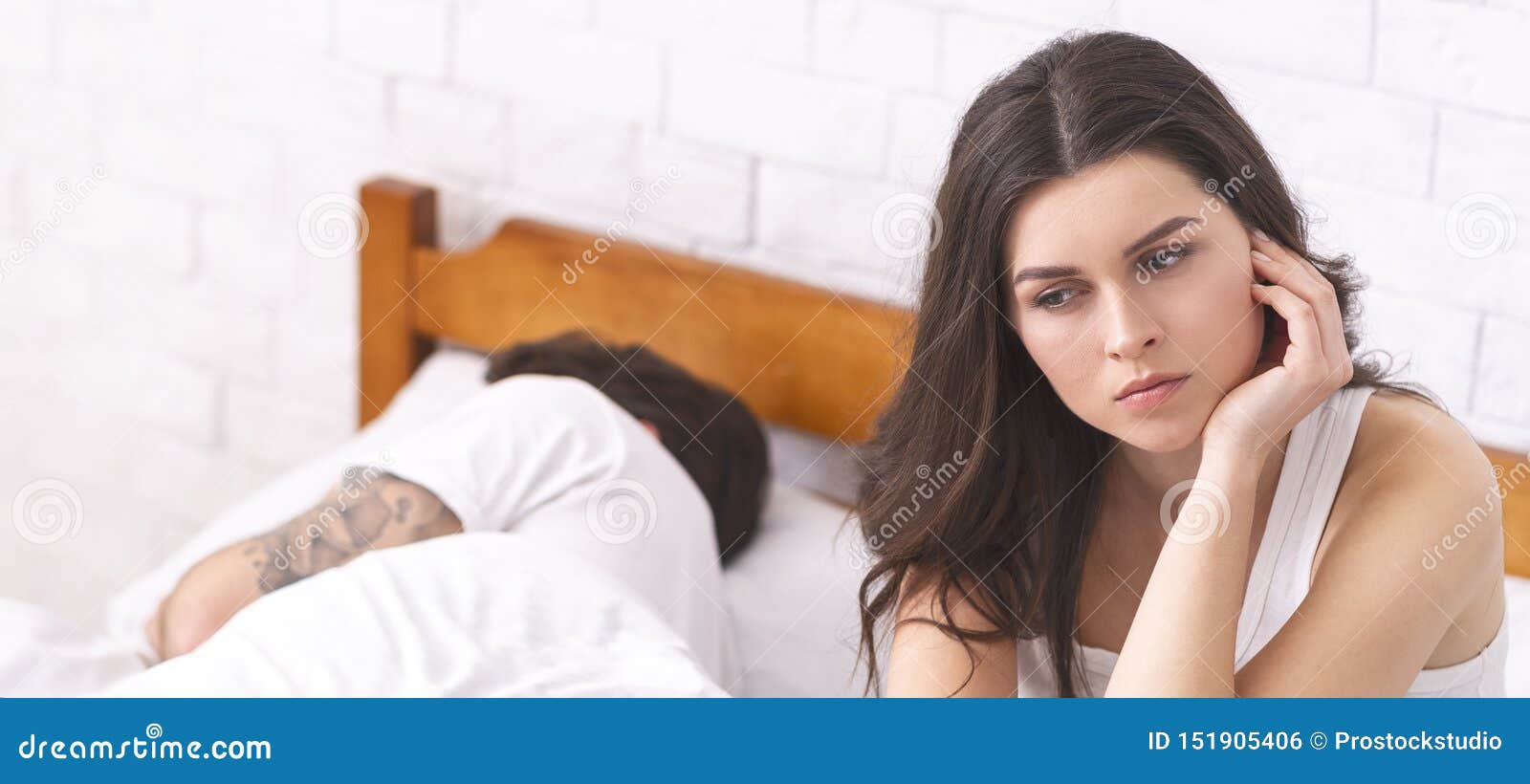 Young Couple in Bed Having Problems and Crisis Stock Photo - Image of ...