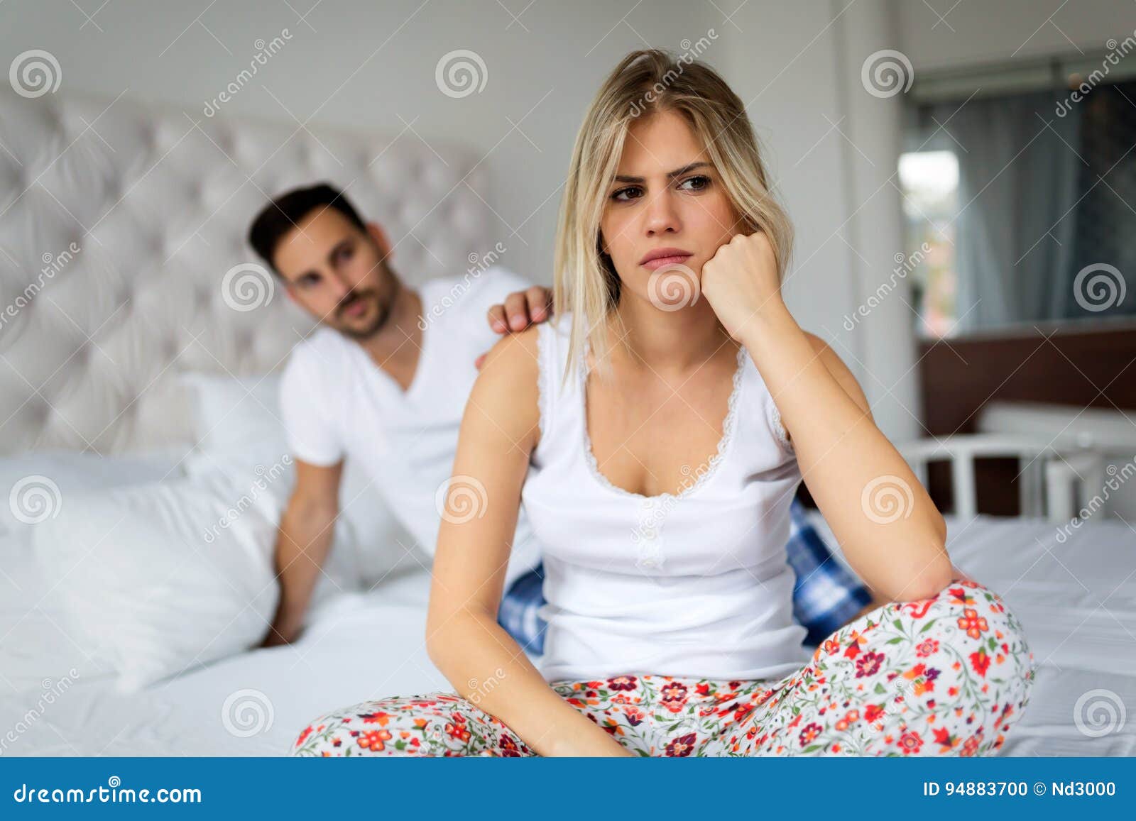 Young Couple in Bed Having Problems and Crisis Stock Photo - Image of ...