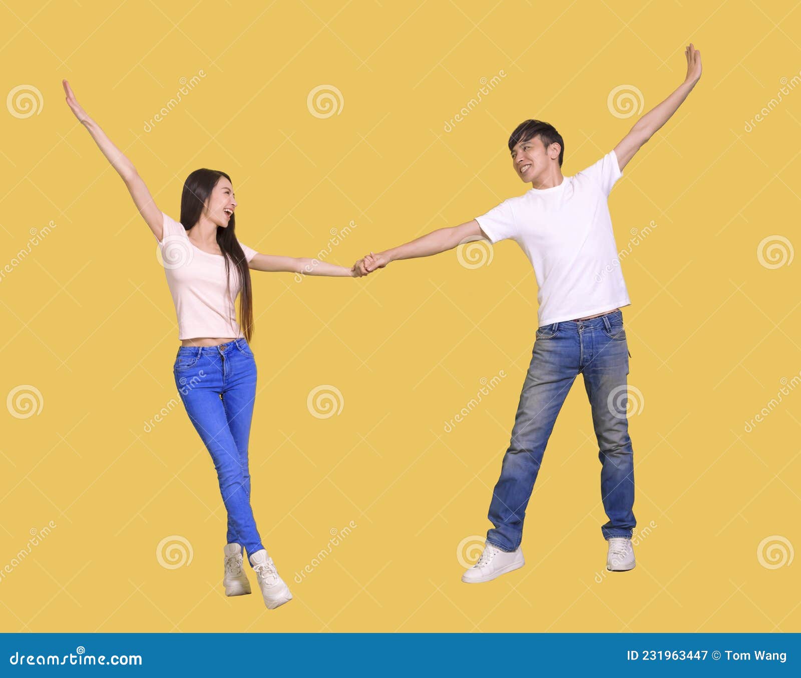 Young Couple Being Happy and Dancing Stock Image - Image of excited ...