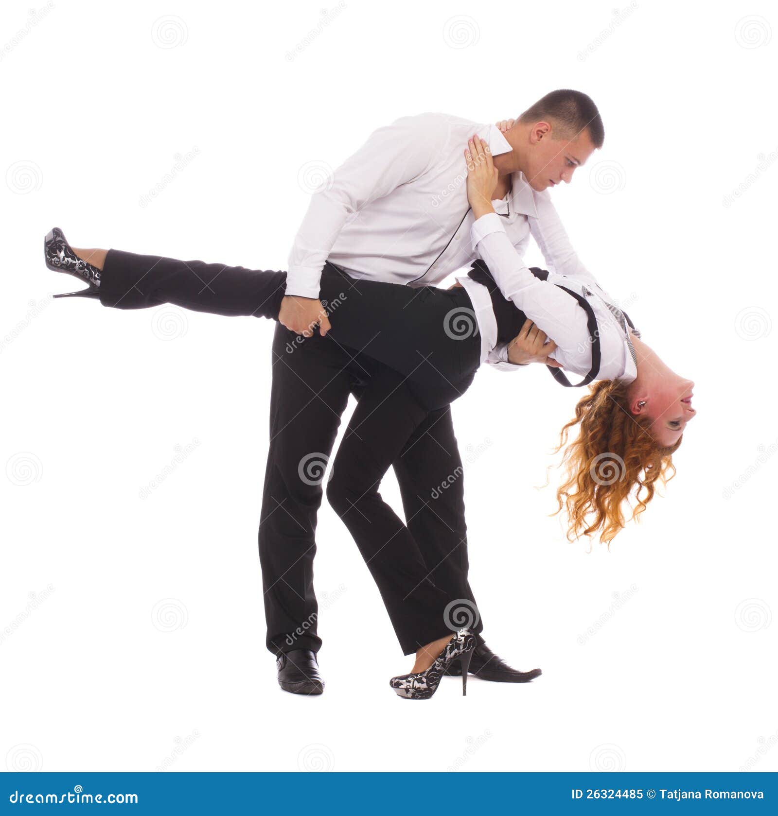 Young Couple in Business Clothes on Dancing Pose Stock Image - Image of ...