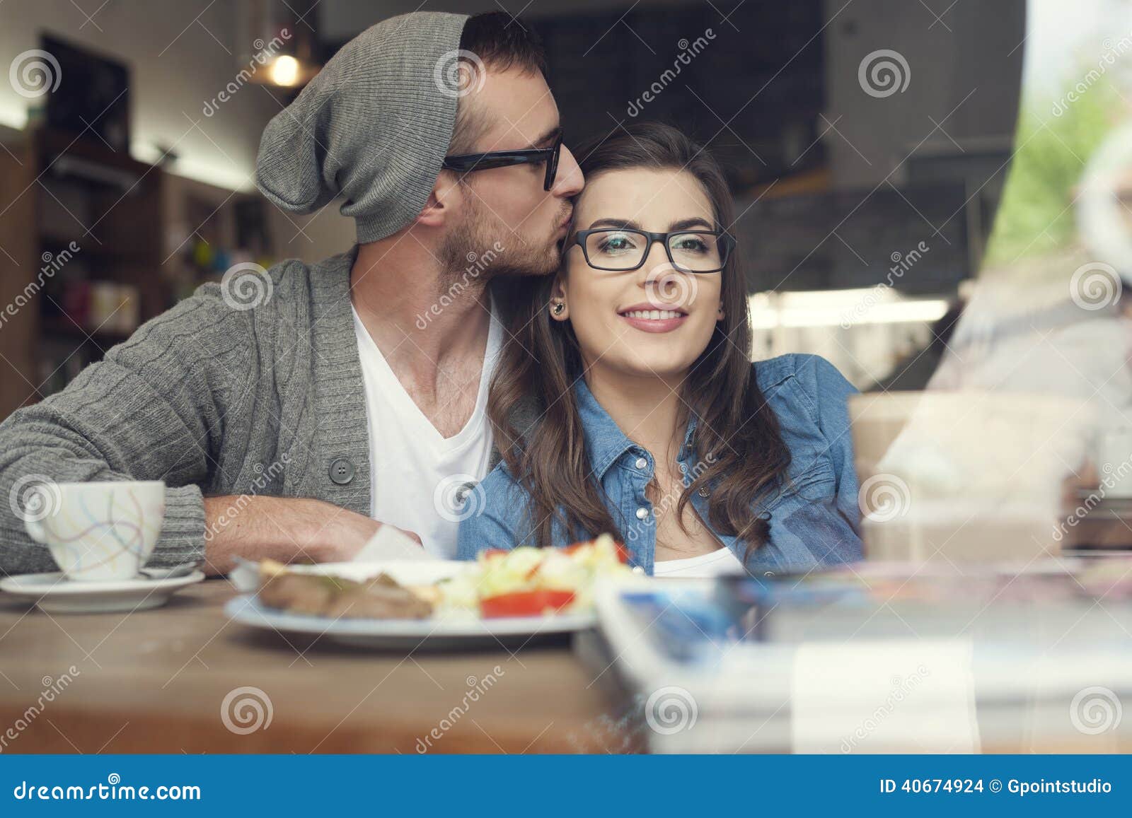 Young couple at cafe stock photo. Image of cafe, away - 40674924