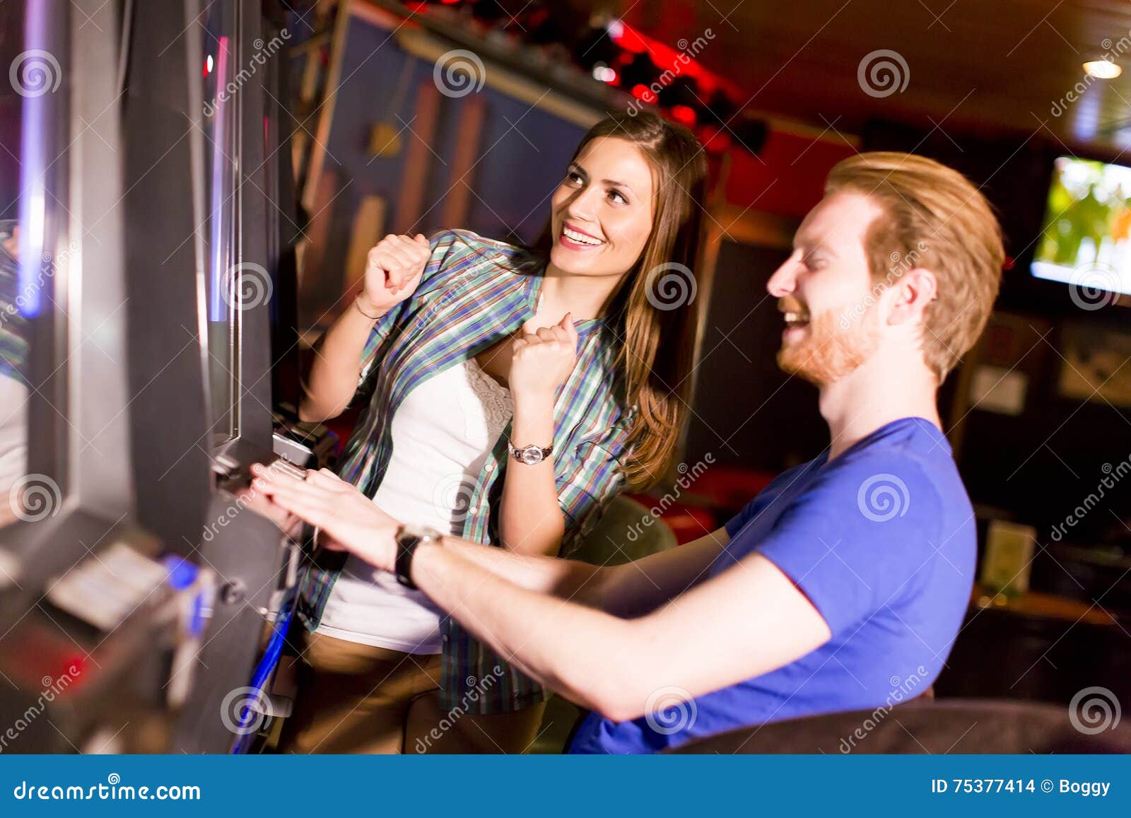 Young couple in the casino stock photo. Image of chip - 75377414