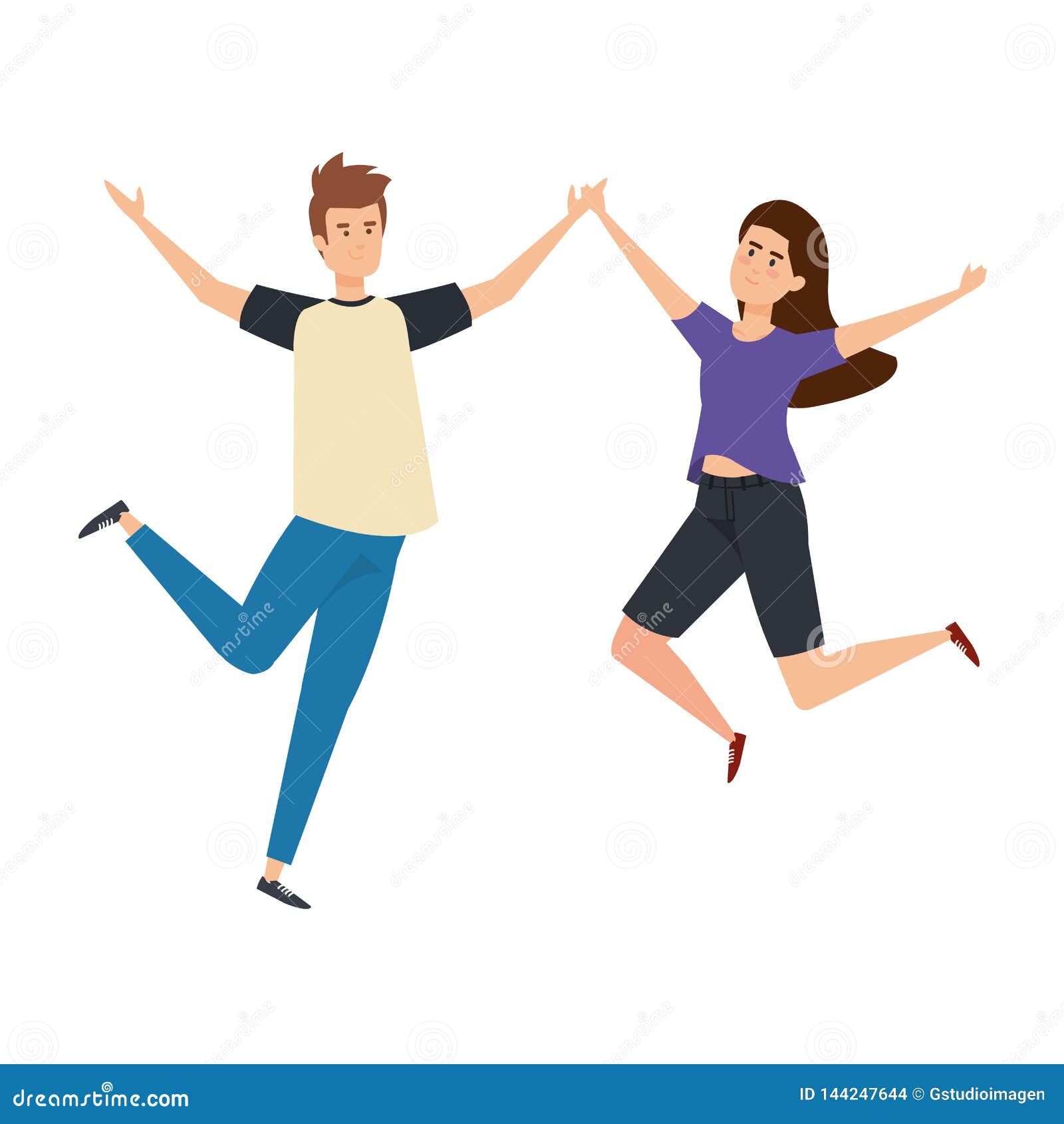 Young Couple Celebrating Avatars Characters Stock Vector - Illustration ...
