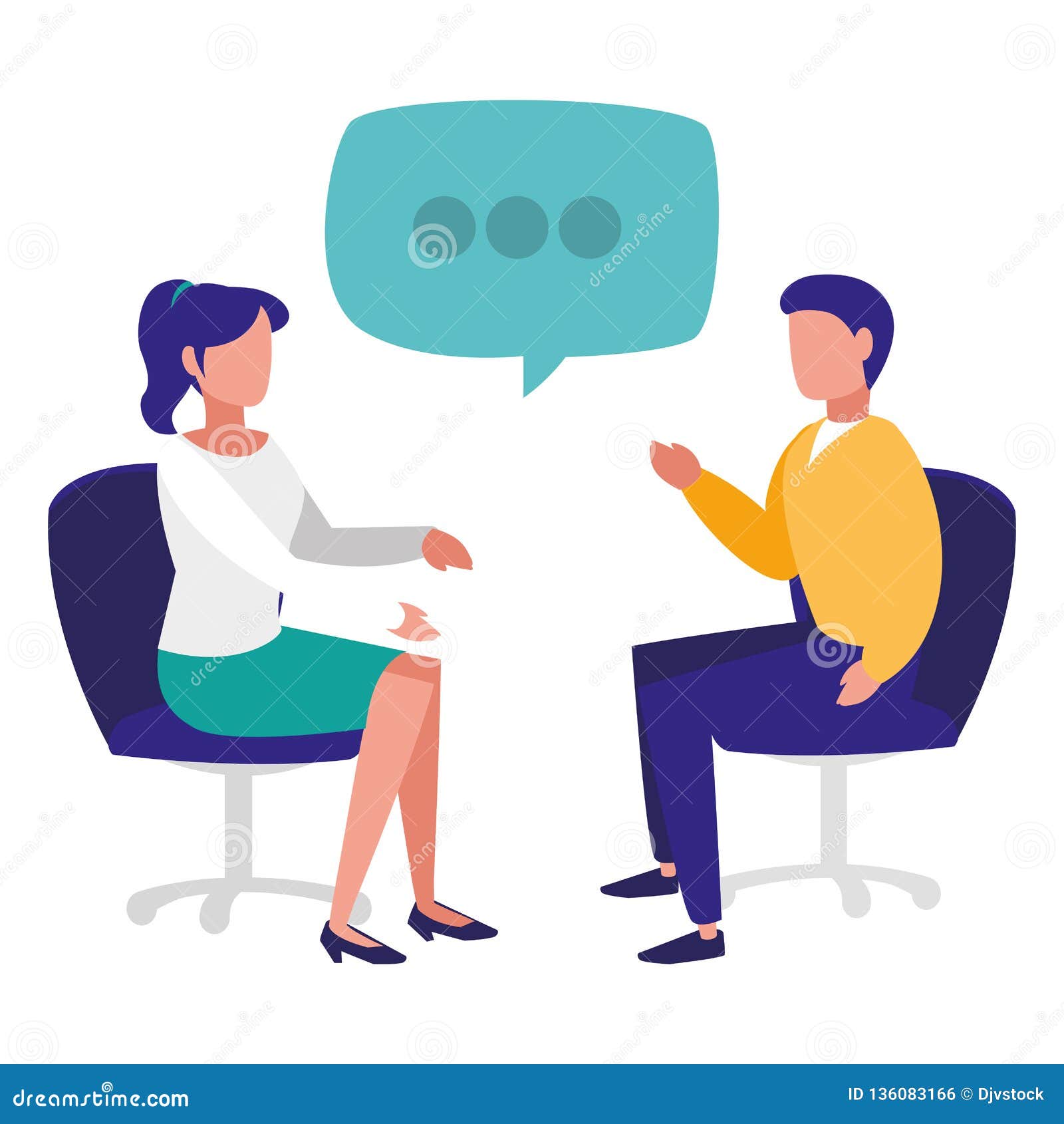 Young Couple in the Chairs Talking Stock Vector - Illustration of ...