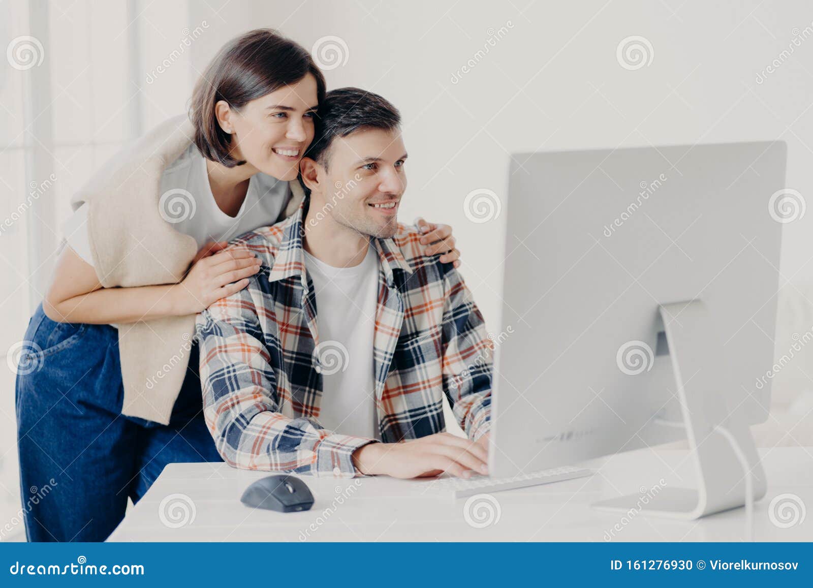 Young Couple Cooperate for Developing Website, Work on Common Internet ...