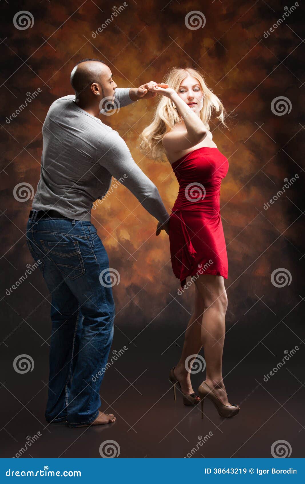 Young Couple Dances Caribbean Salsa Stock Image - Image of leisure ...