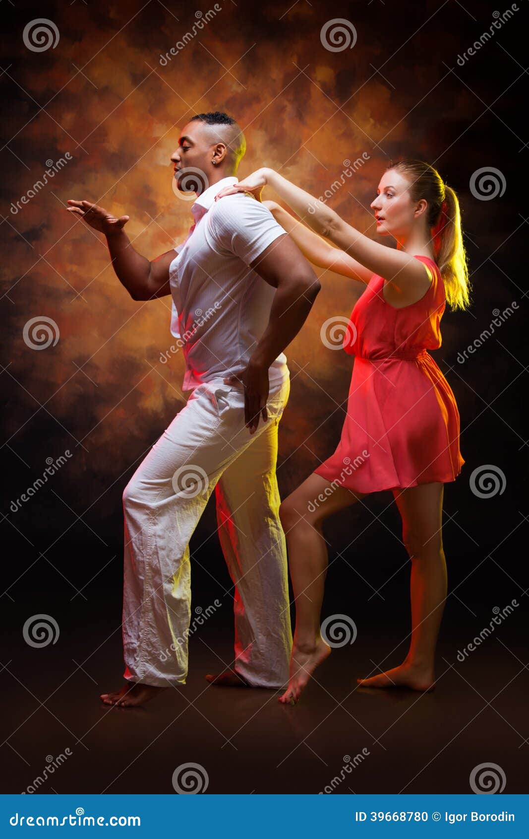 Young Couple Dances Caribbean Salsa Stock Photo - Image of elegance ...