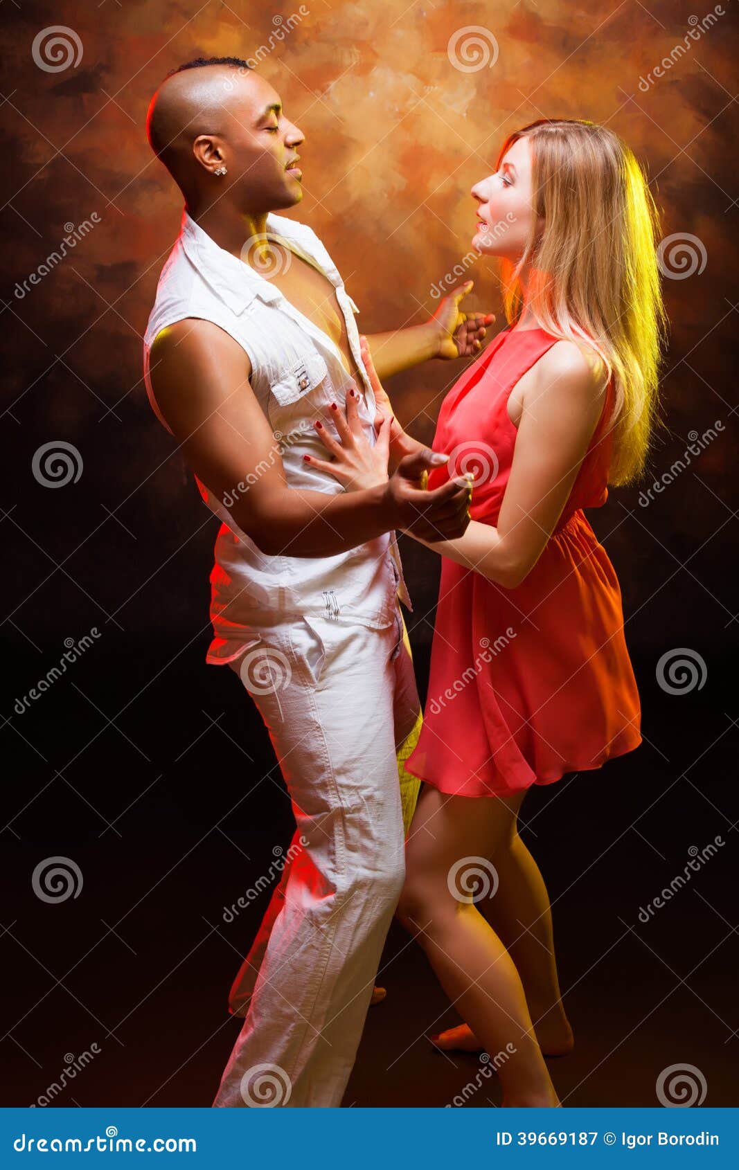 Young Couple Dances Caribbean Salsa Stock Image - Image of people ...