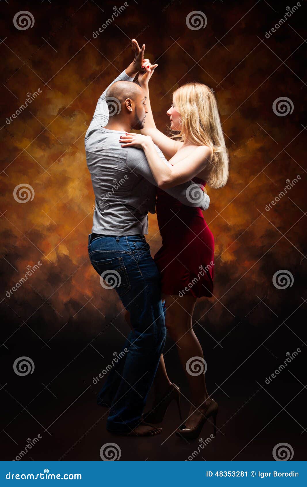 Young Couple Dances Caribbean Salsa Stock Image - Image of dancer ...