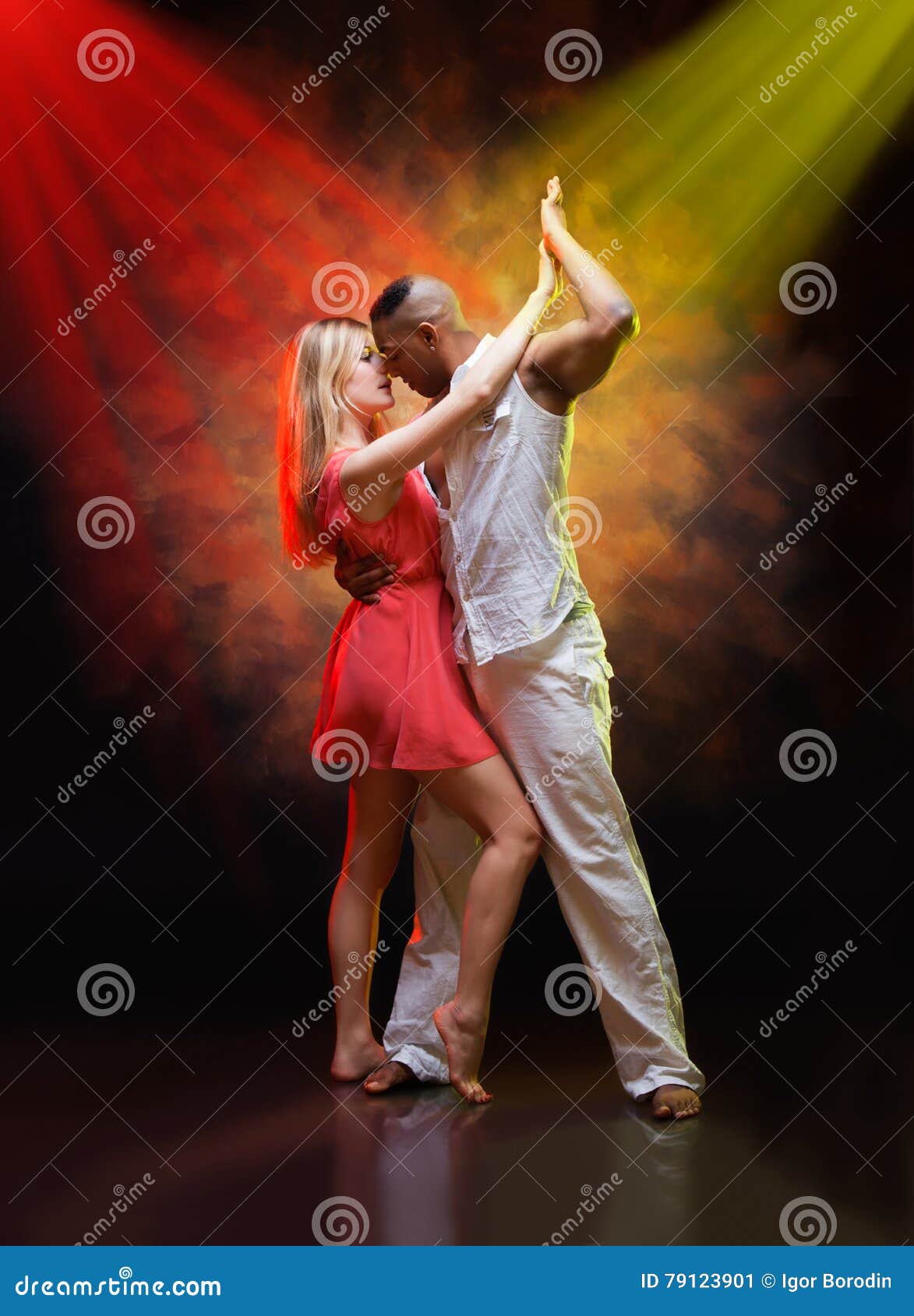 Young Couple Dances Caribbean Salsa Stock Image - Image of passion ...