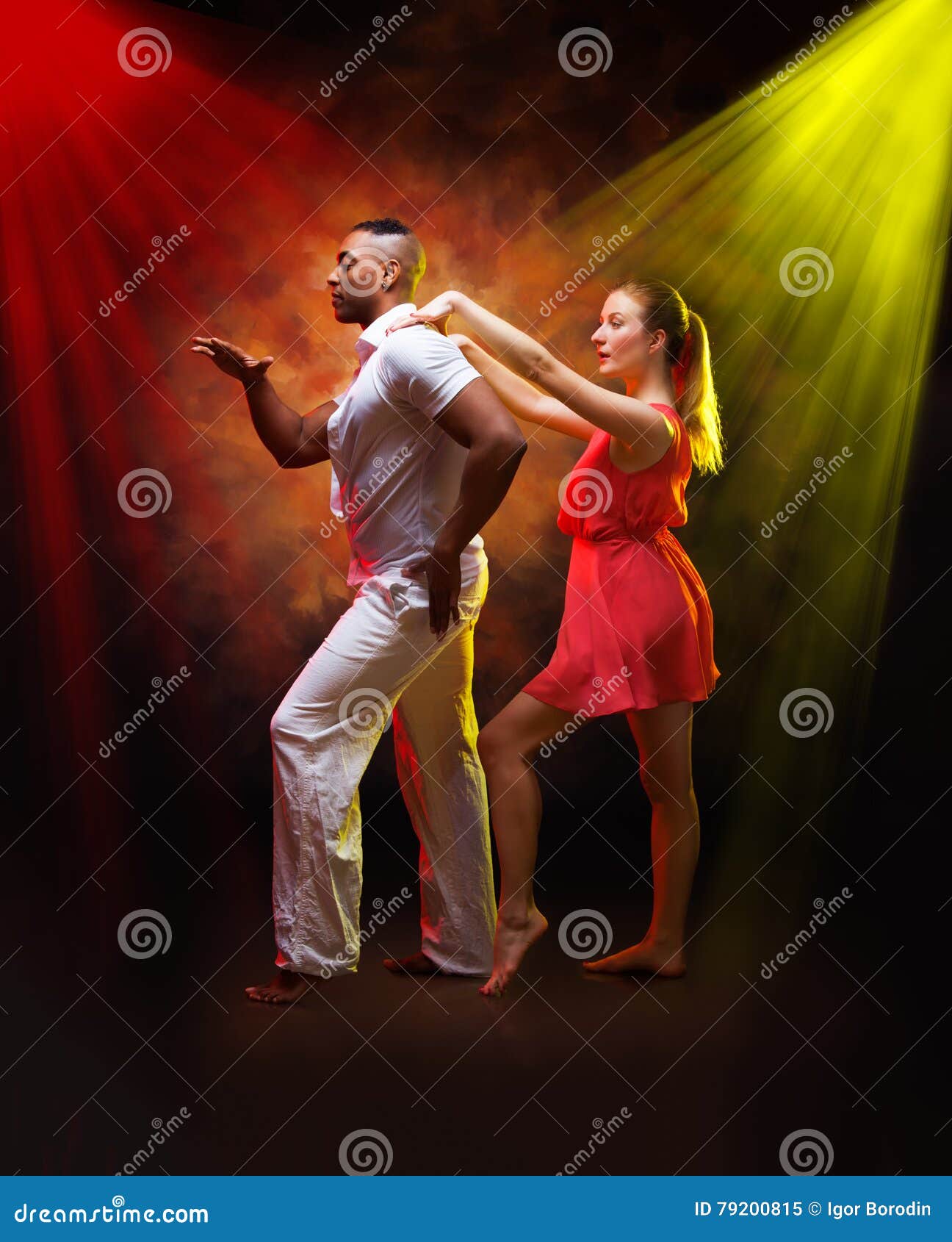 Young Couple Dances Caribbean Salsa Stock Image - Image of music ...