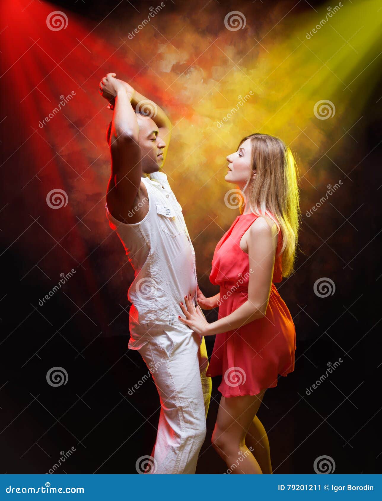 Young Couple Dances Caribbean Salsa Stock Image - Image of merengue ...