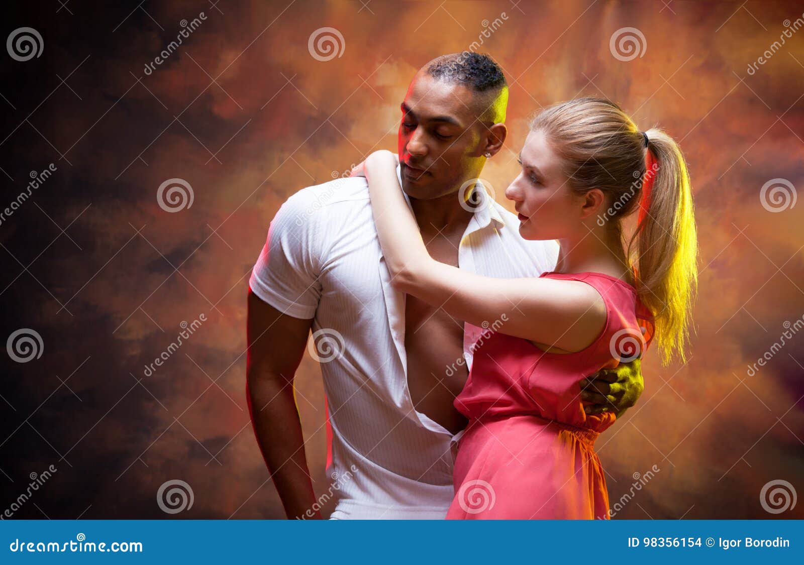 Young Couple Dances Caribbean Salsa Stock Photo - Image of ballroom ...