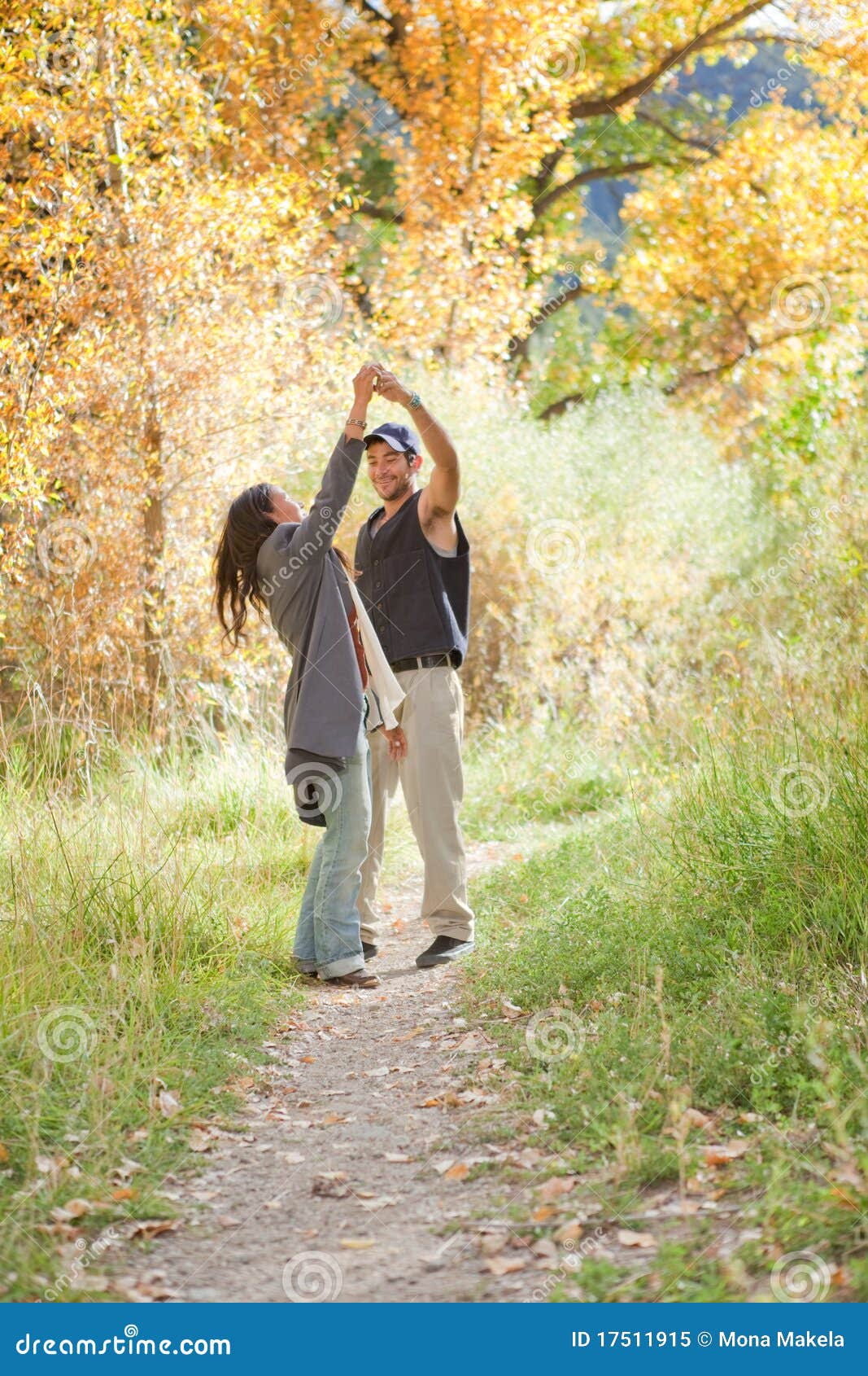 Young Couple Dancing in Fall Forest Stock Image - Image of foliage ...