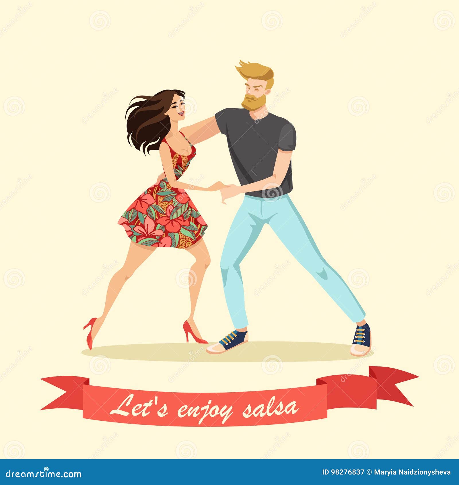 Young couple dancing salsa stock vector. Illustration of club - 98276837
