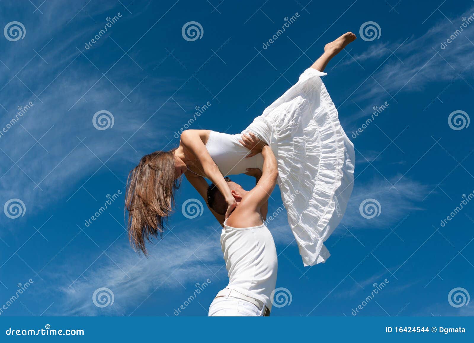 Young Couple Dancing on Sky Background, Freedom Stock Photo - Image of ...