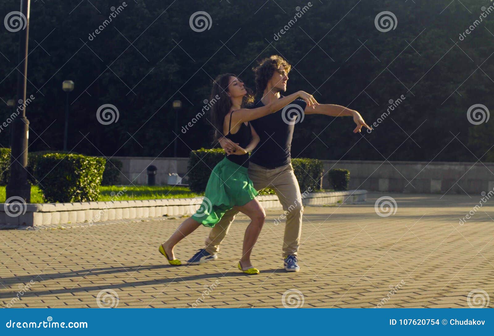 Young Couple Dancing on the Square Stock Photo - Image of dance, hair ...