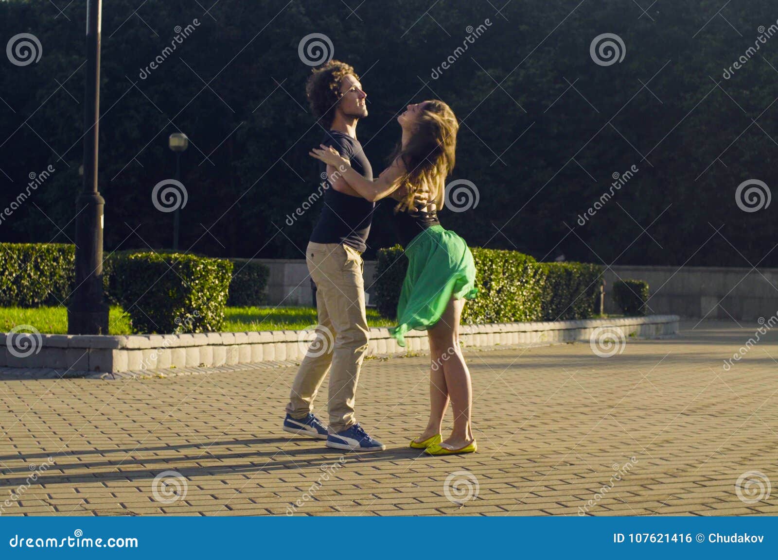 Young Couple Dancing on the Square Stock Photo - Image of exercise ...