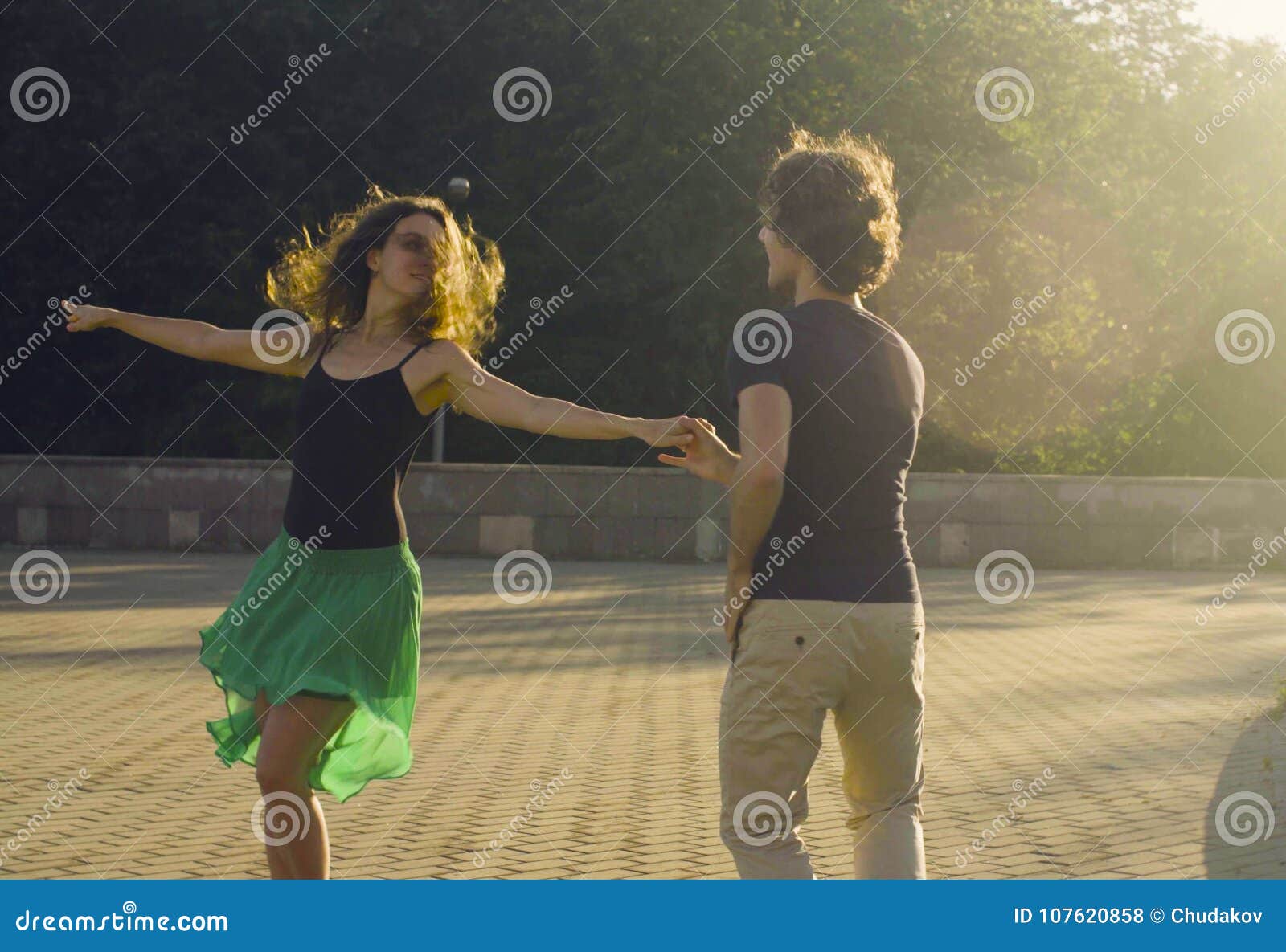 Young Couple Dancing on the Square Stock Photo - Image of male, hair ...