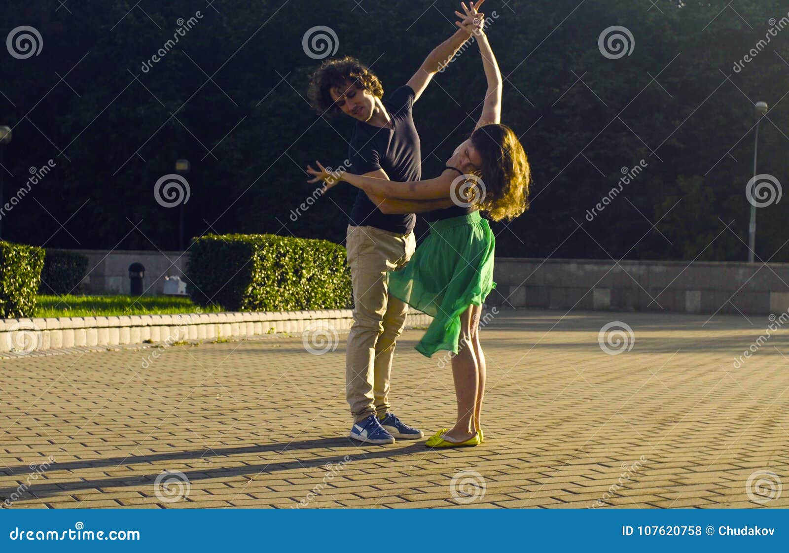 Young Couple Dancing on the Square Stock Photo - Image of acrobatics ...