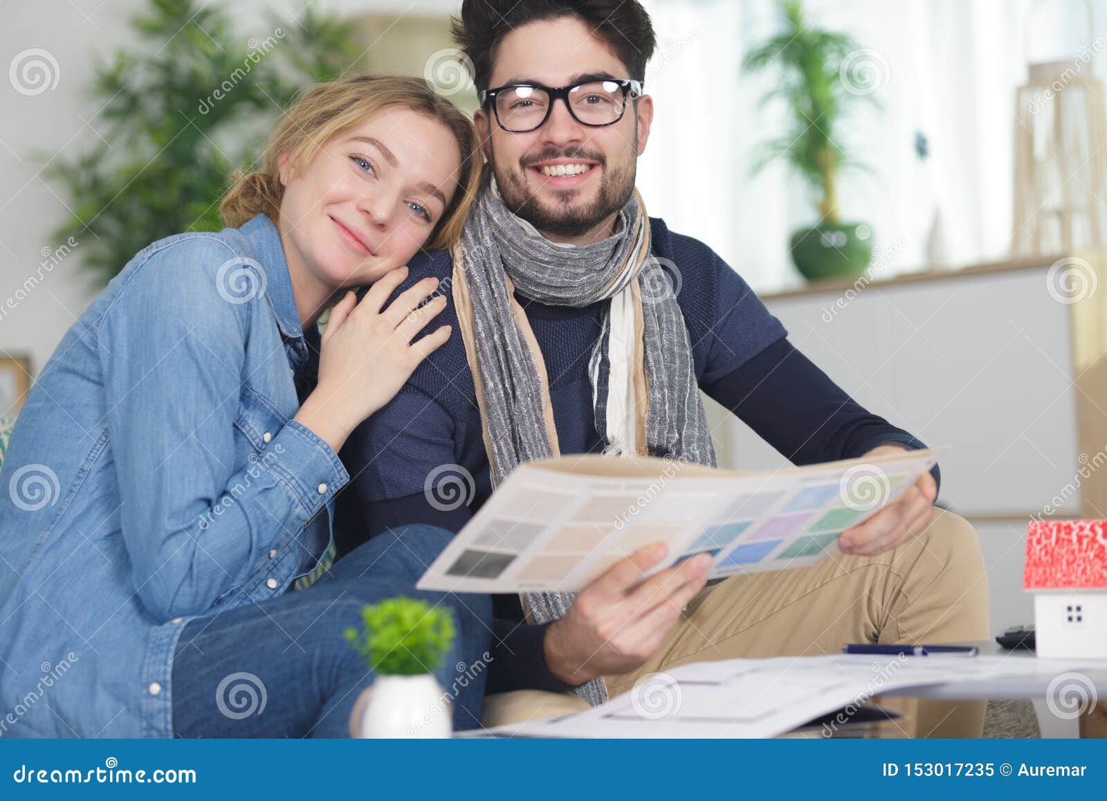 Young Couple Designing New Home Interior Stock Image - Image of ...