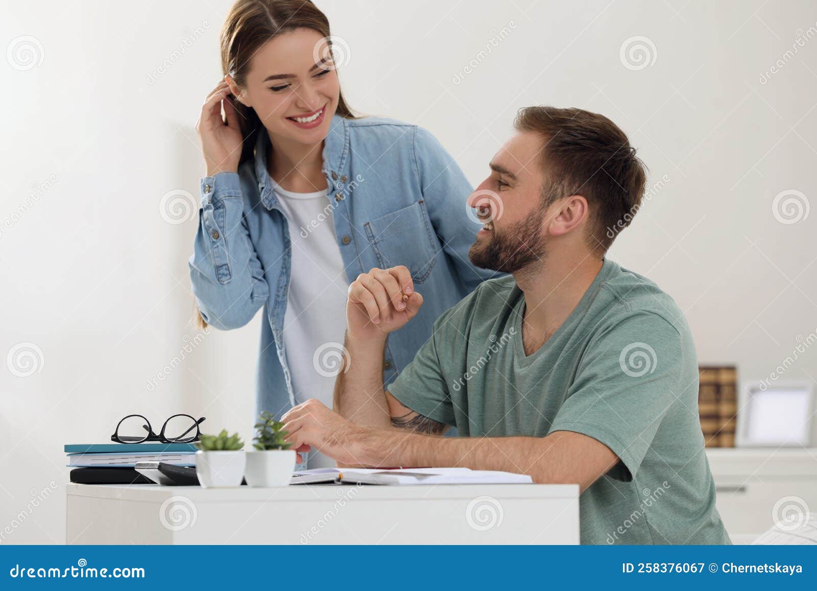 Young Couple Discussing Family Budget at Home Stock Image - Image of ... Young Couple Discussing Family Budget at Home Stock Image - Image of ...
