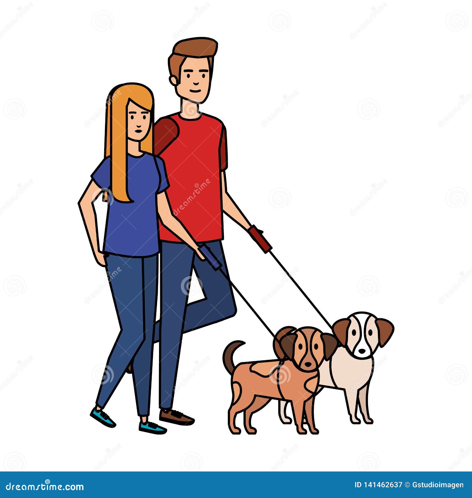 Young Couple with Dog Avatars Characters Stock Vector - Illustration of ...