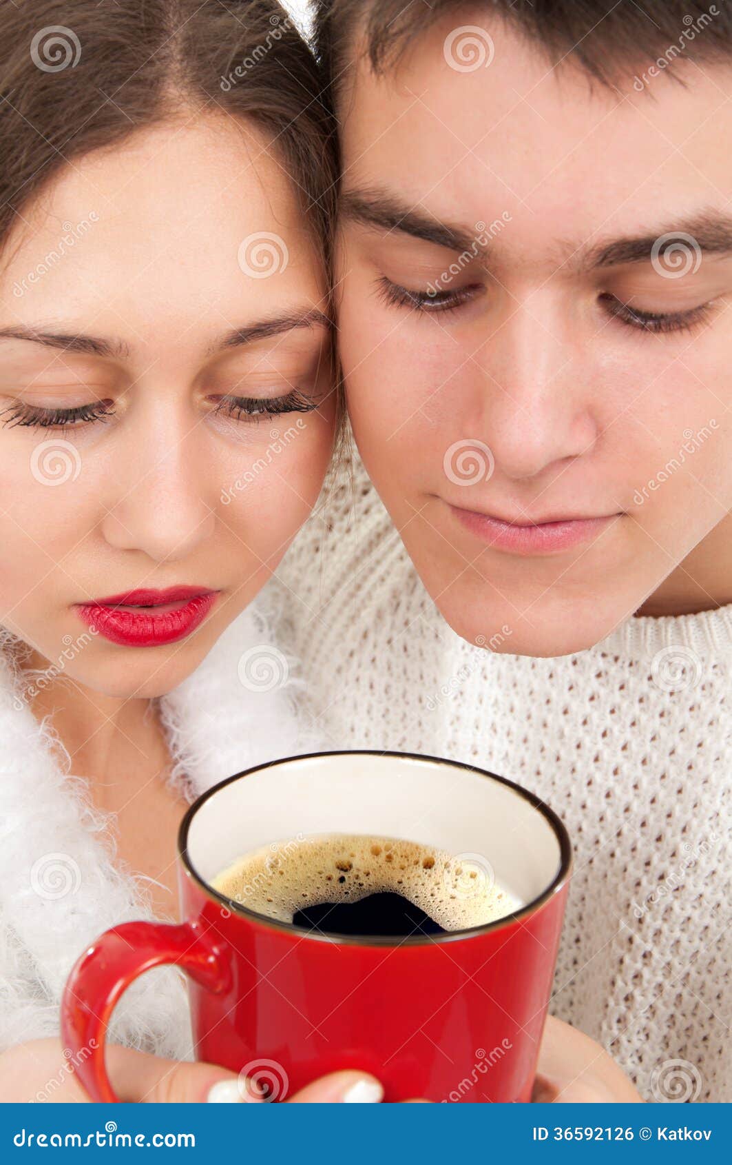 Young Couple Drinking Hot Coffee Stock Photo - Image of love, boyfriend ...