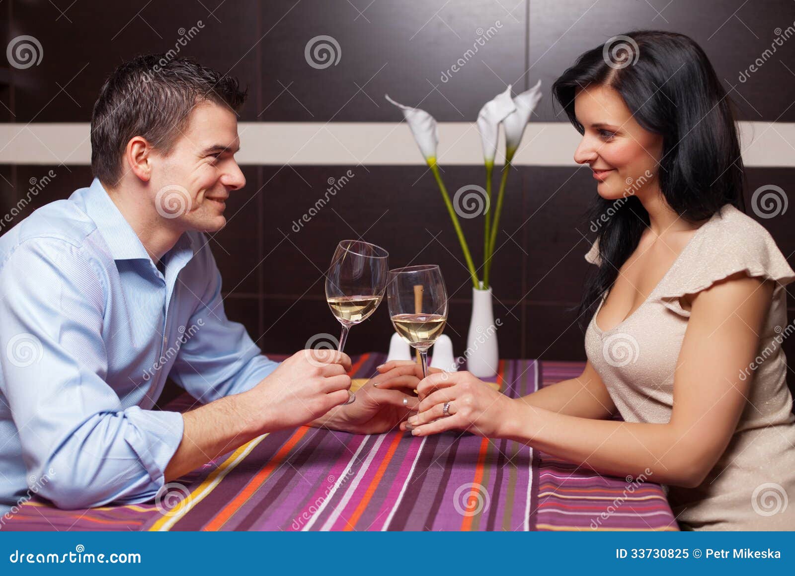 Young Couple Drinking Wine and Flirting Stock Image - Image of love ...