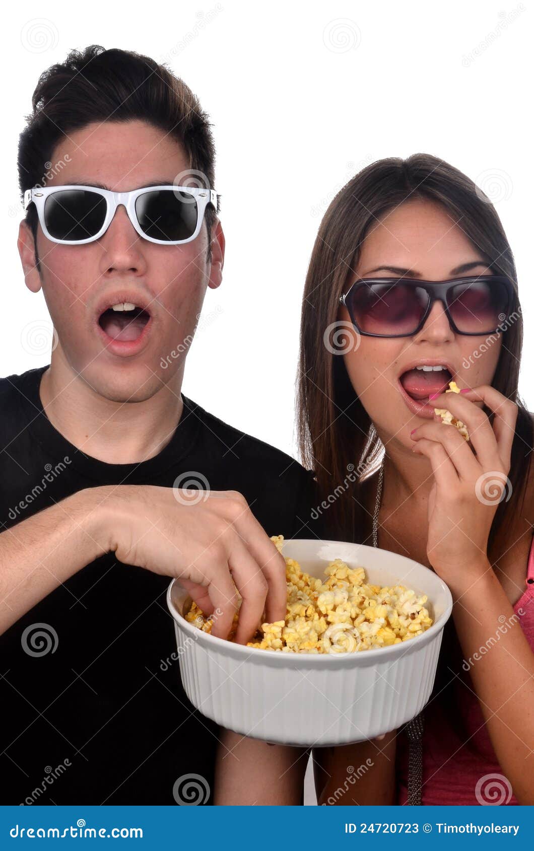 Young Couple Eating Popcorn Stock Image - Image of relationship ...