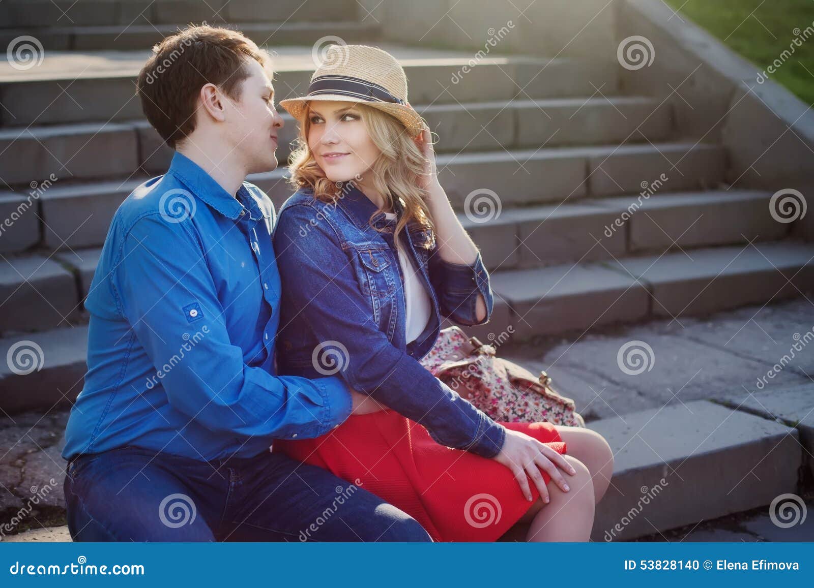 Young Couple Embracing on Steps. Stock Photo - Image of love, adult ...