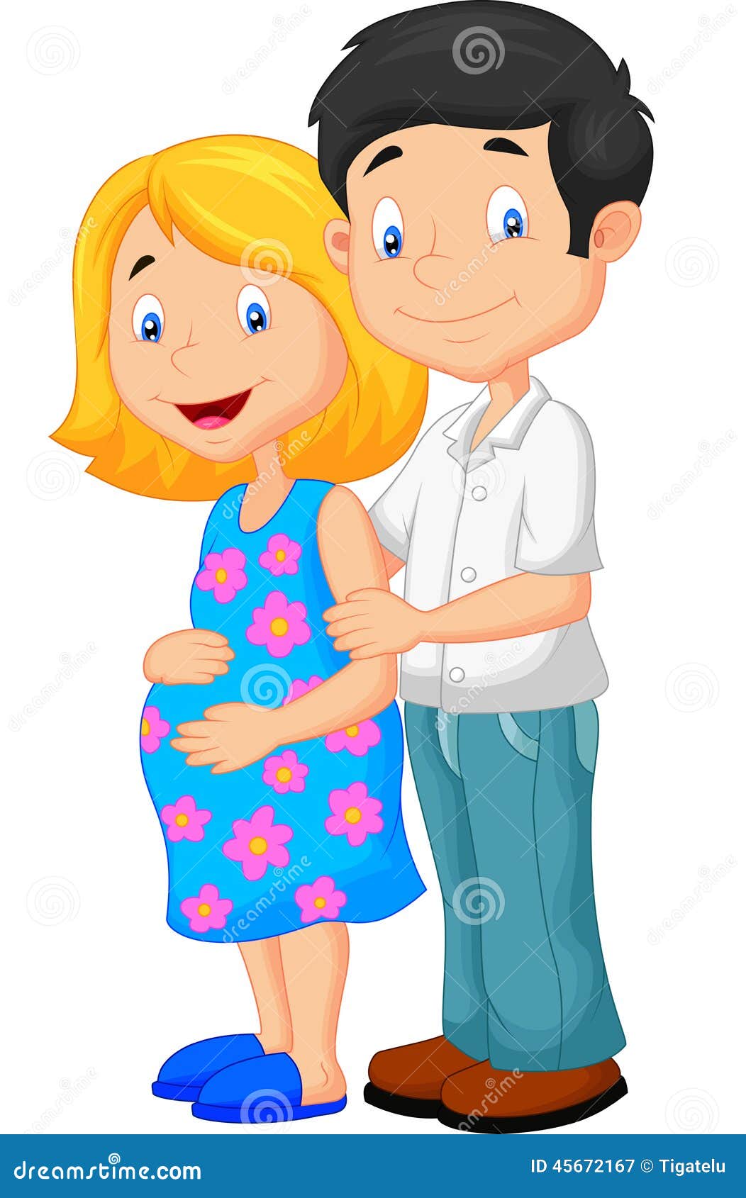 Young Couple Expecting a Baby Stock Vector - Illustration of hand, life ...