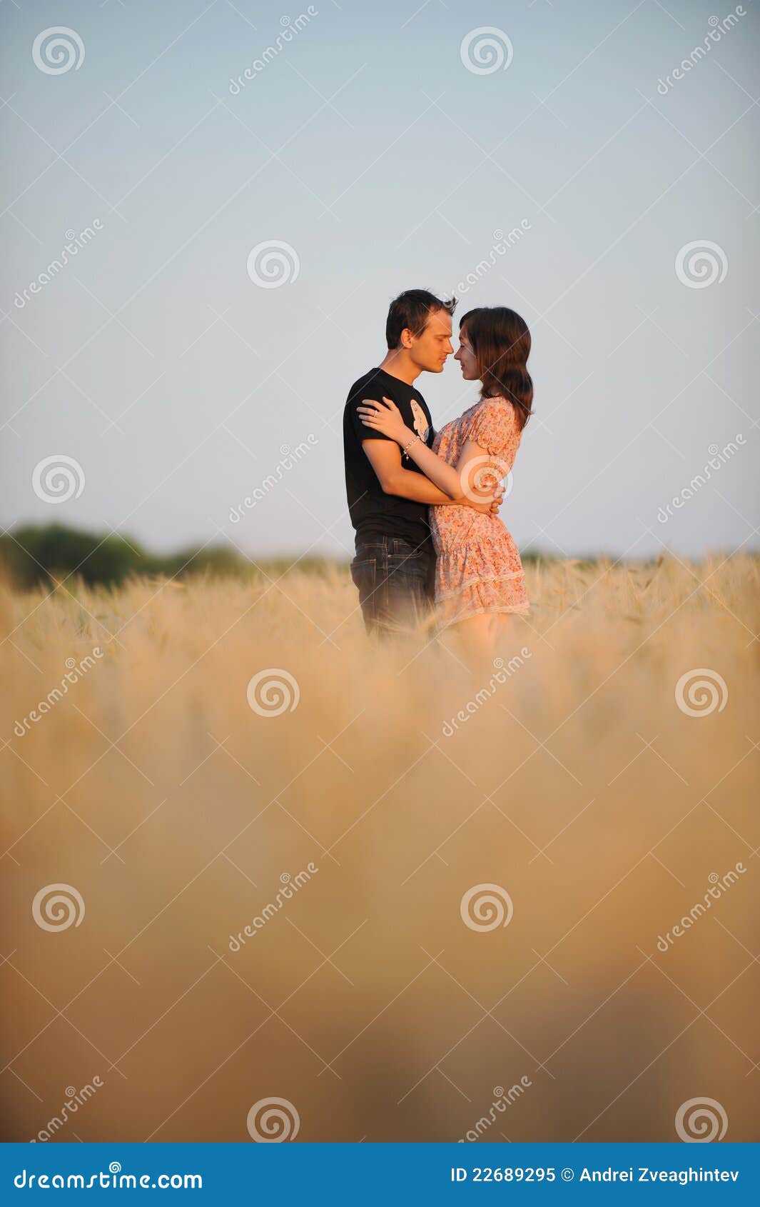 Young couple in the field stock image. Image of blue - 22689295