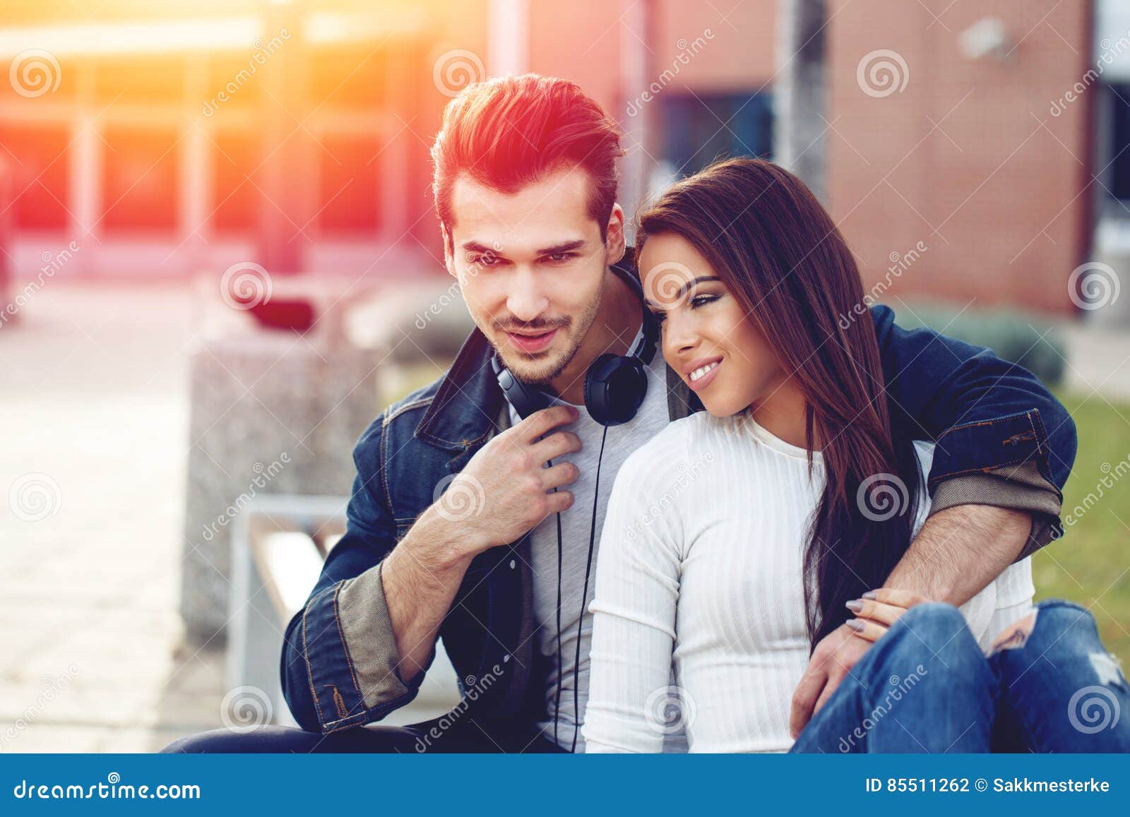 Young Couple on First Date Outdoor Stock Photo - Image of family, city ...