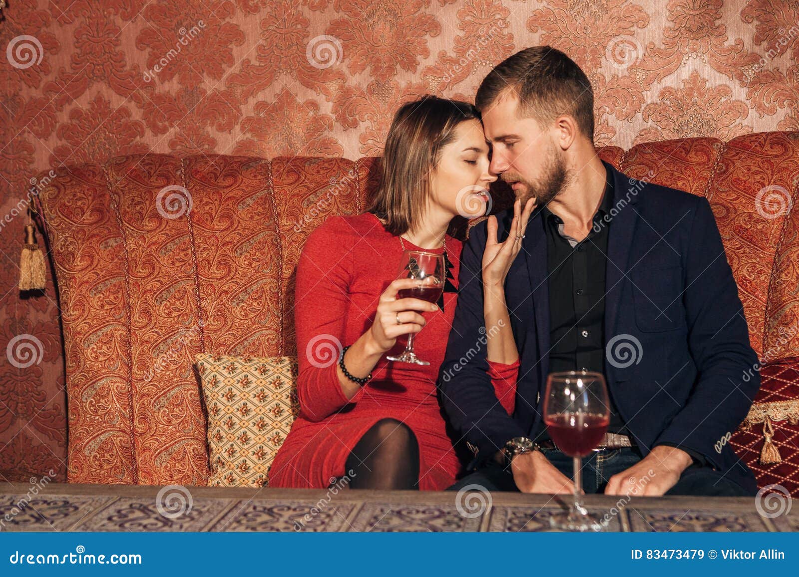 Young Couple Flirting at Restaurant Stock Image - Image of love, couple ...