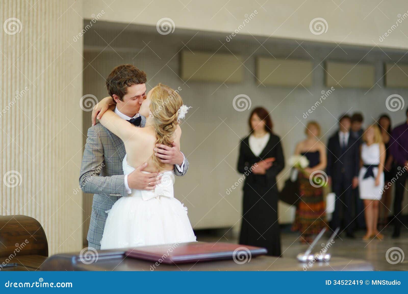 Young Couple Getting Married Stock Image - Image of indoors, bridal ...