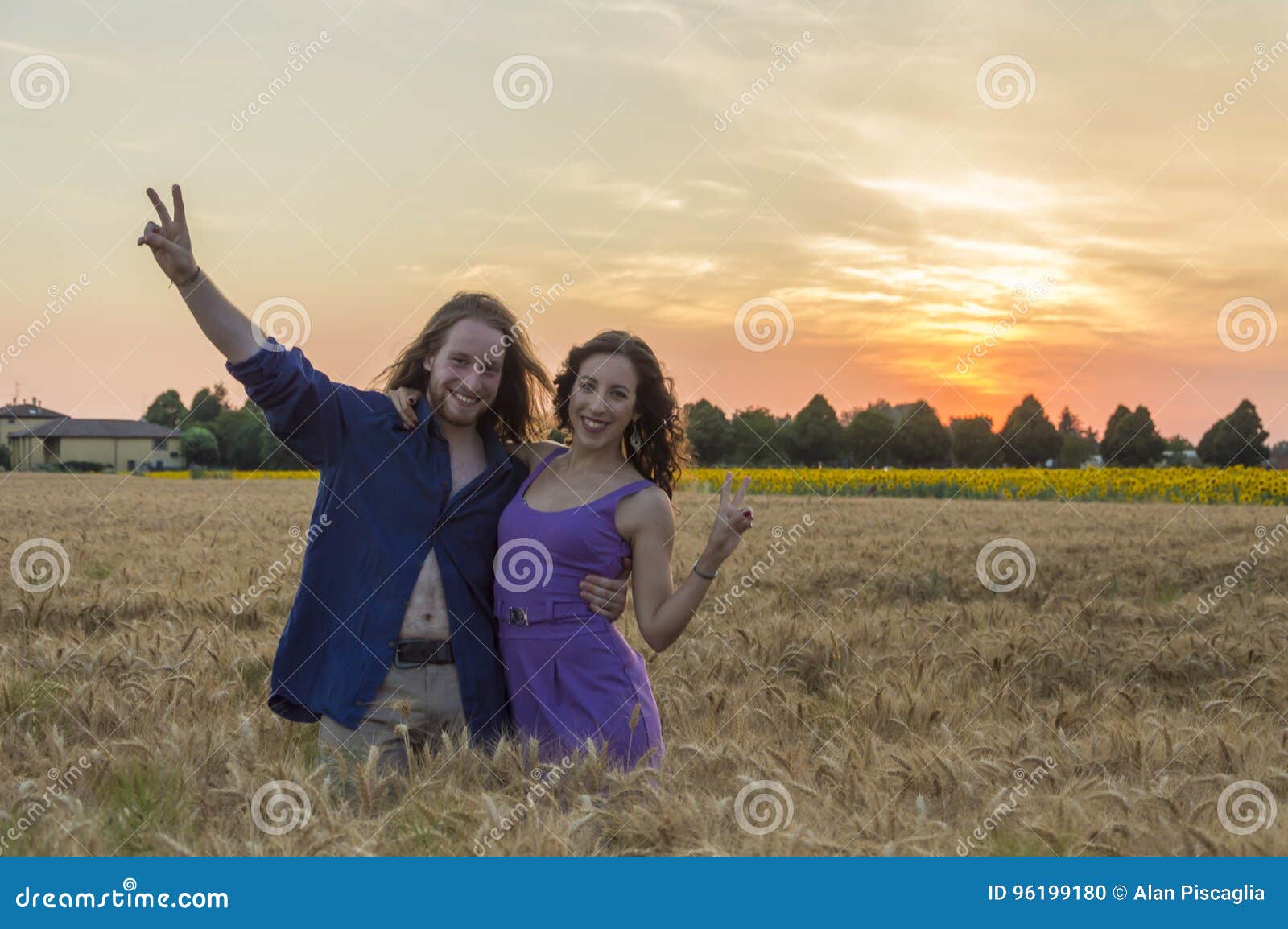Young Couple at Grain Field Stock Photo - Image of farmland, love: 96199180