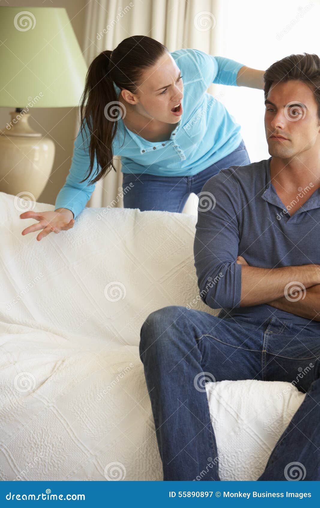 Young Couple Having Argument at Home Stock Image - Image of shouting ...